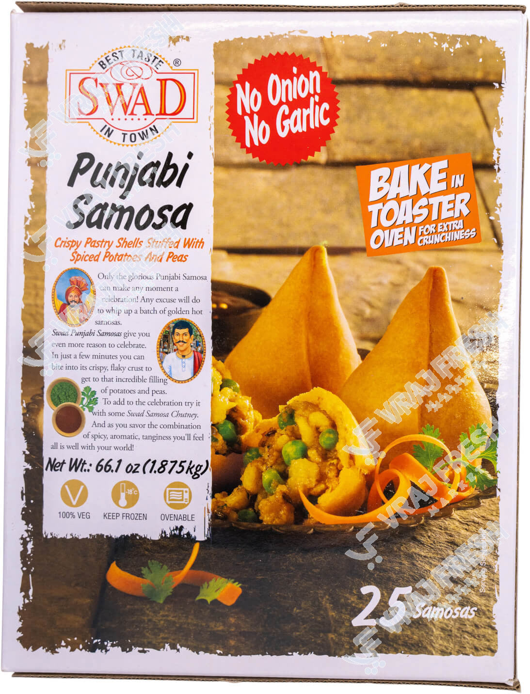 Swad Punjabi Samosa (No Onion No Garlic) 25 pcs (1.875kg 66.1Oz)– Fresh ...