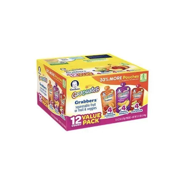 Gerber Graduates Grabbers Fruit Or Fruit & Veggies, Variety Pack (12 C ...