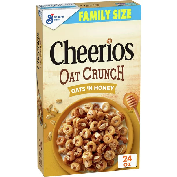 Oats and Honey Oat Crunch Cheerios, Breakfast Cereal, 24 OZ Family Siz ...
