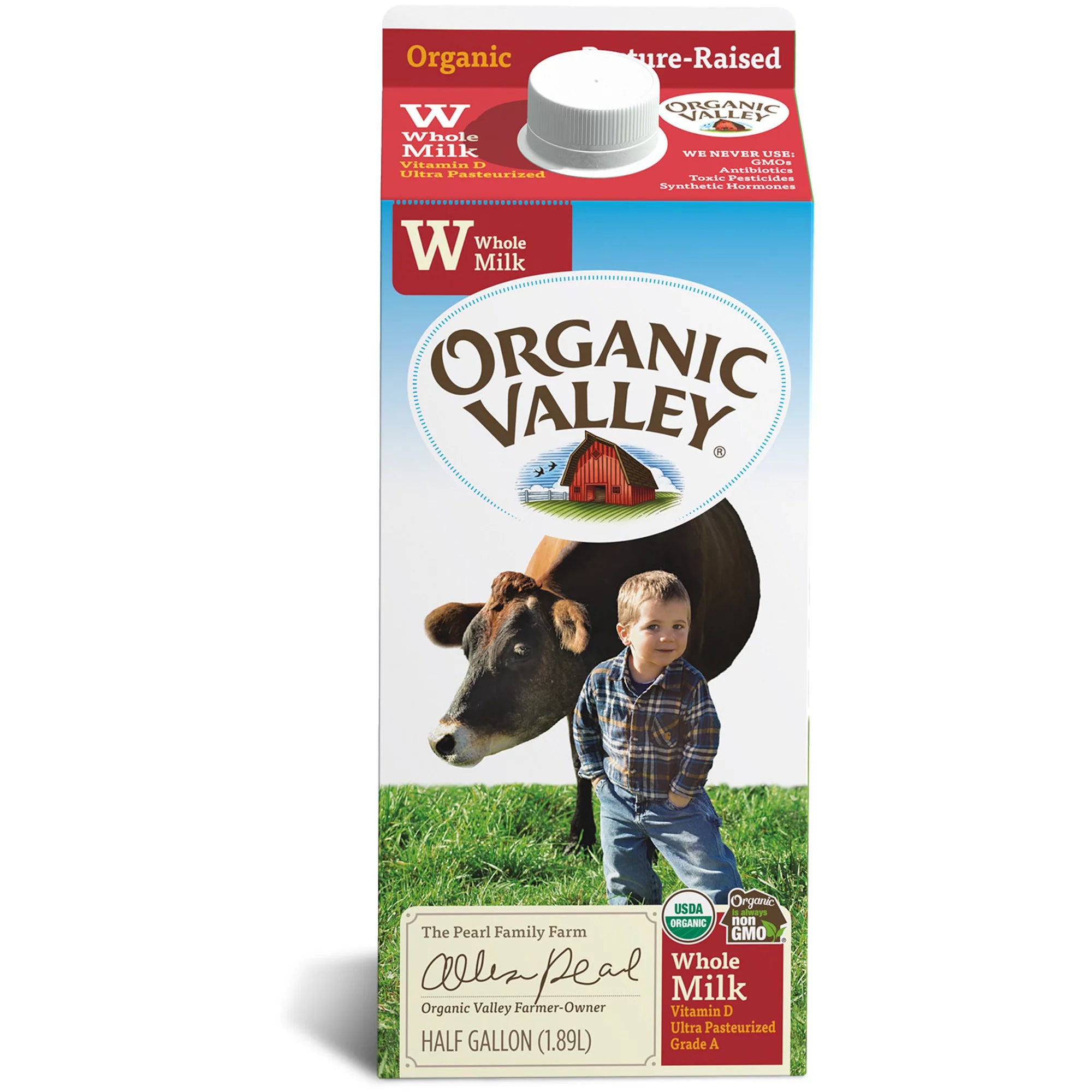 Organic Valley Ultra Pasteurized Organic Whole Milk, 64 oz Half Gallon ...
