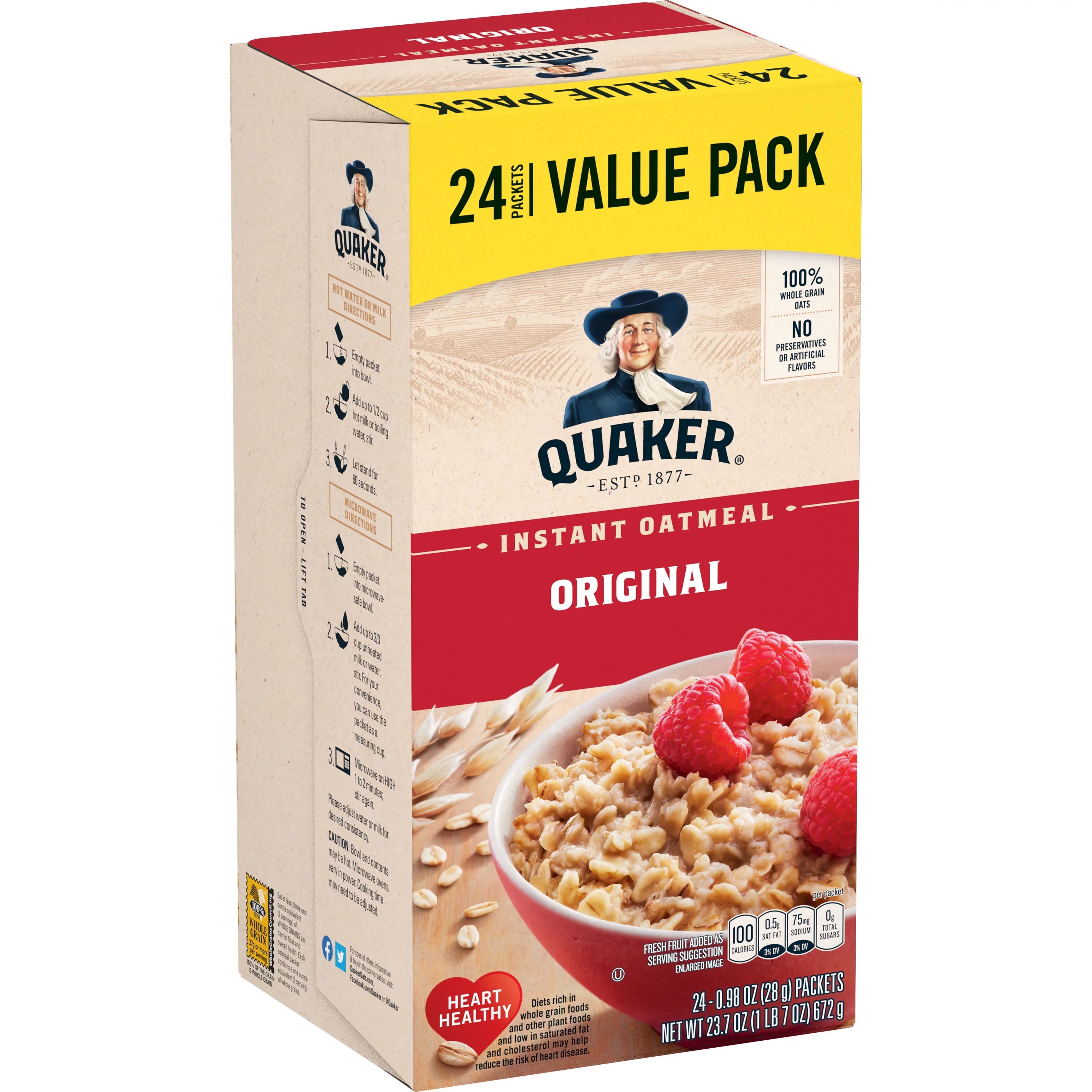 Quaker, Instant Oatmeal, Value Pack, Original, 0.98 oz, 24 Packets ...